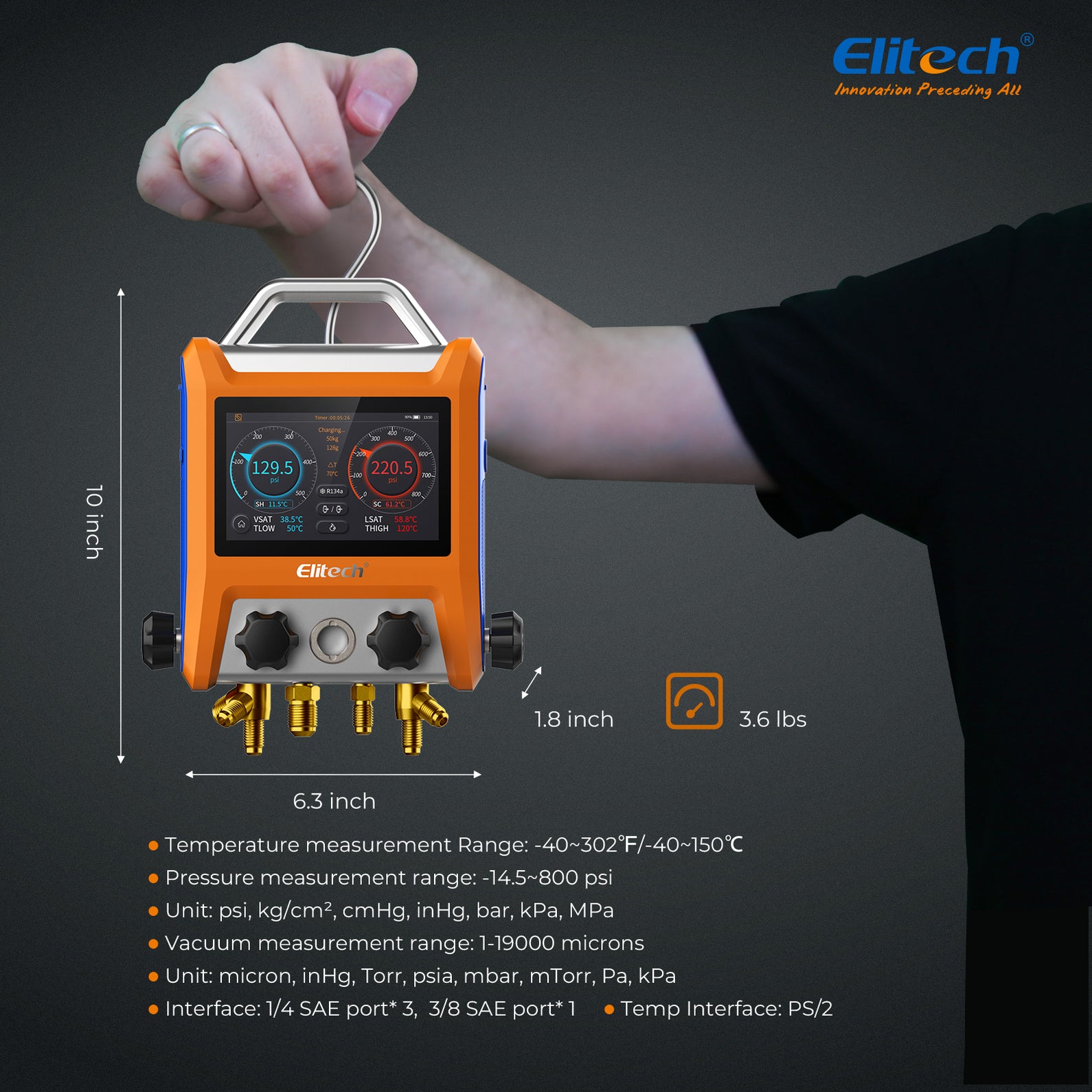 Elitech EMG-40V Intelligent 4 Valves Digital Refrigeration Heat Pump M ...
