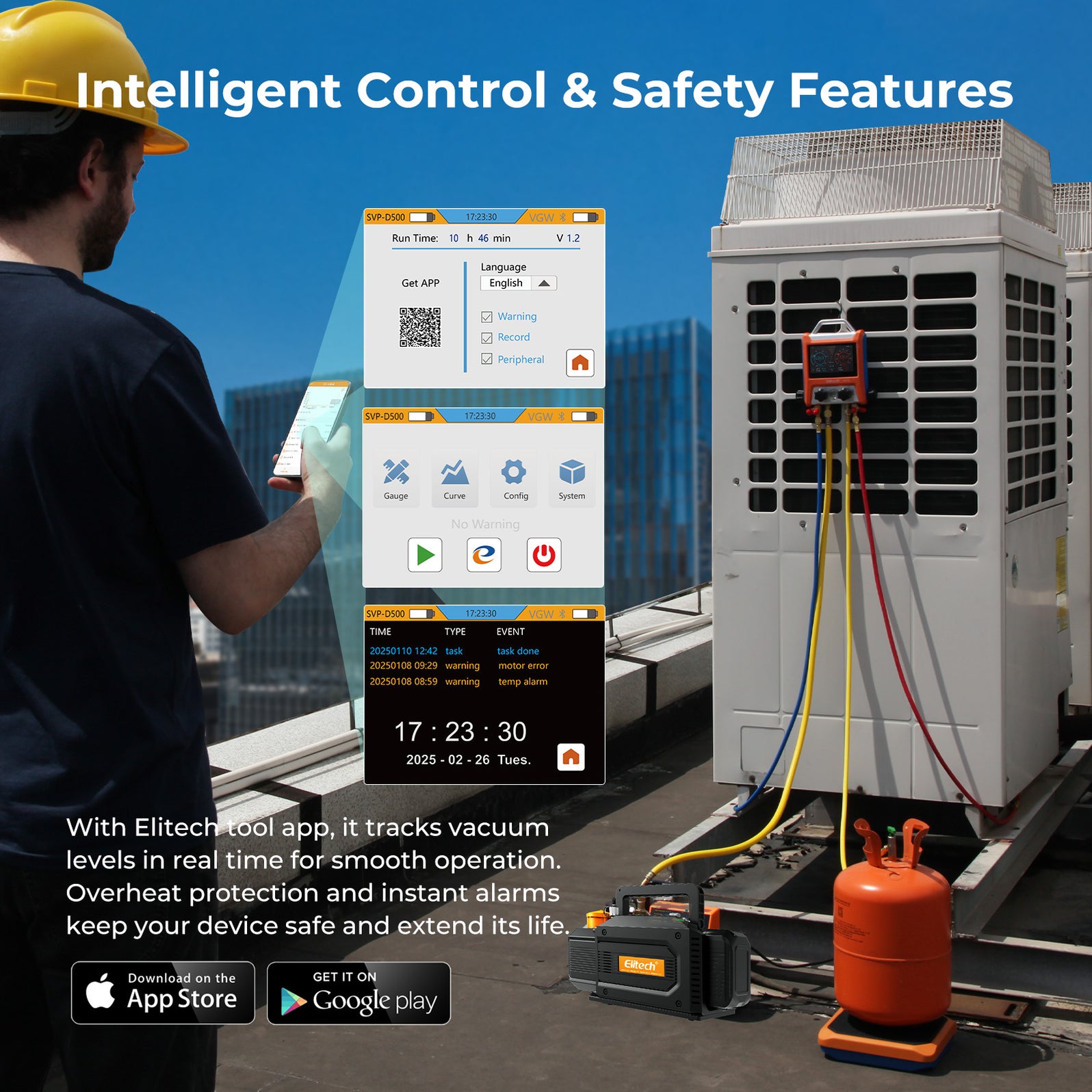 Elitech SVP-DC-pro Smart Cordless Vacuum Pump A2L Compatible — ElitechEU