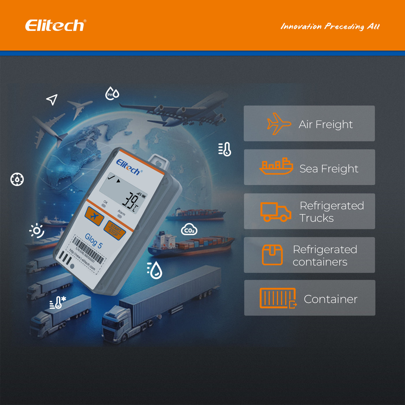 Elitech Glog 5 Singe-Use Temperature Data Logger Support 2G/4G — ElitechEU