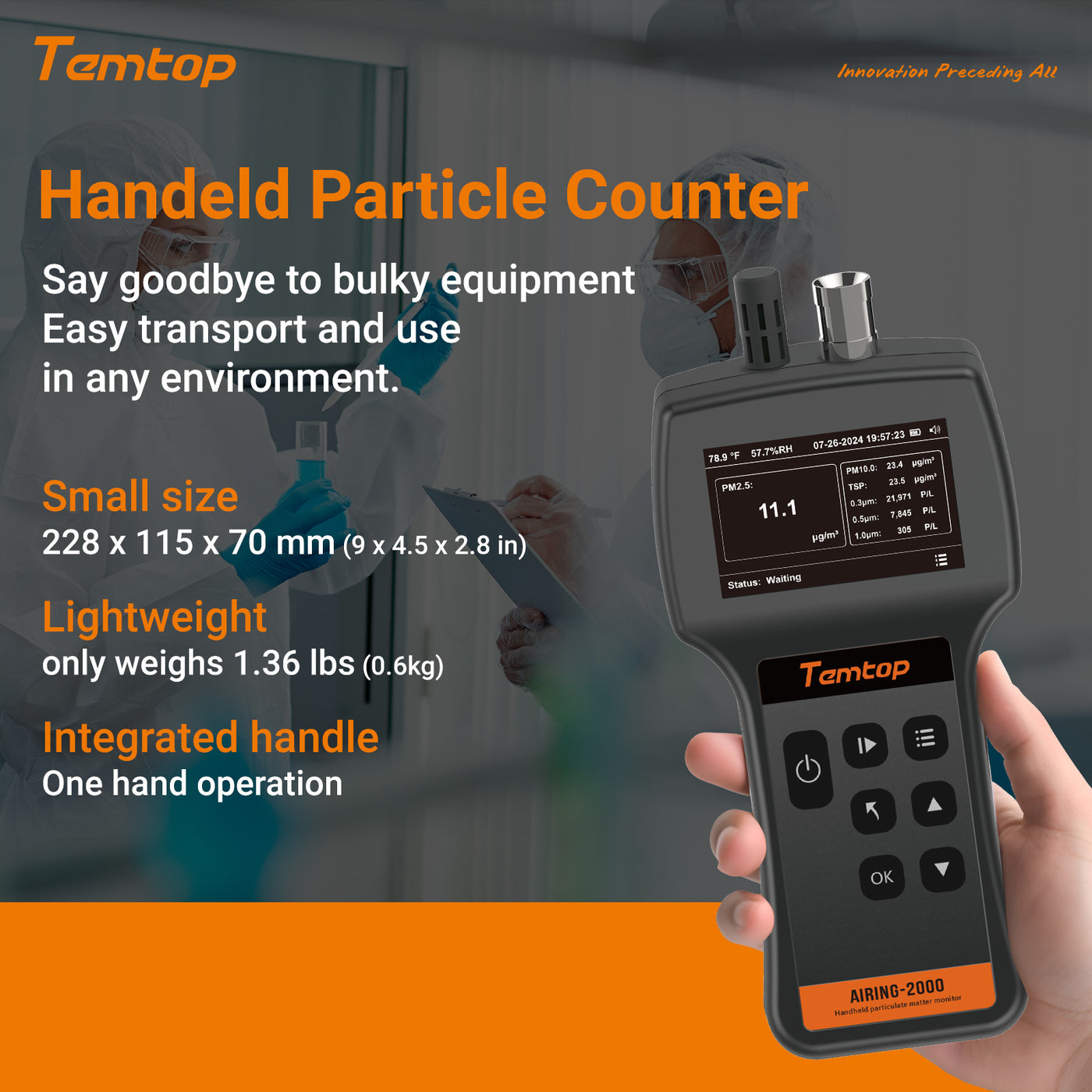 Temtop Airing 2000 Handheld Particle Counter Dust Monitor — ElitechEU