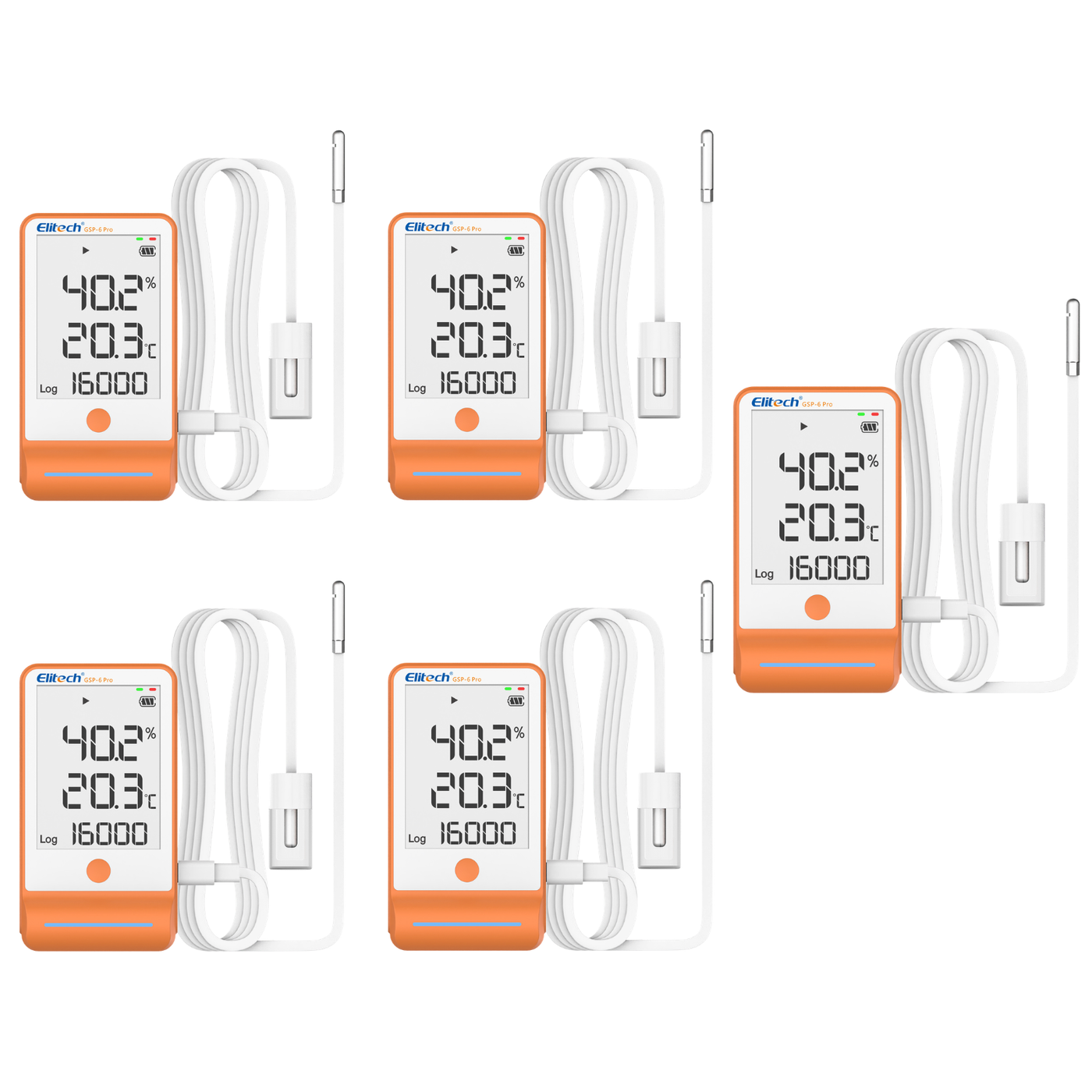 Elitech GSP-6G Temperature and Humidity Data Logger, Dual External ...