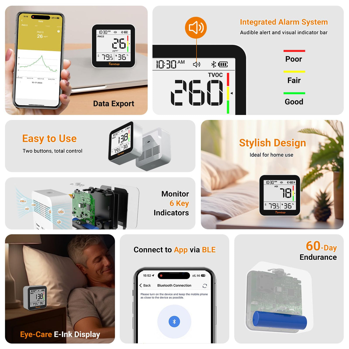 Temtop M10+ Smart Indoor Air Quality Monitor — ElitechEU