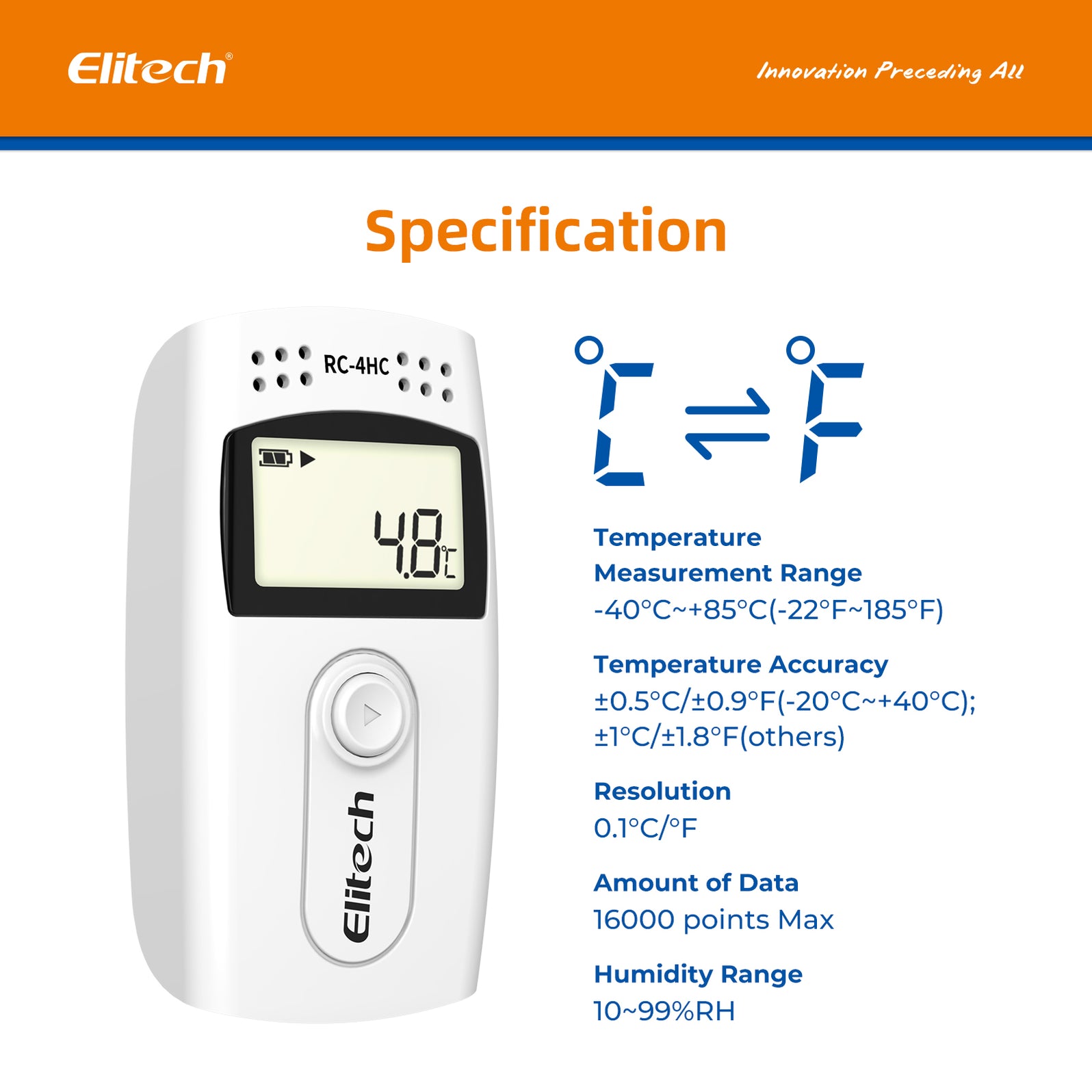 Elitech RC-4HC Temperature and Humidity Data Logger - Elitech UK ...