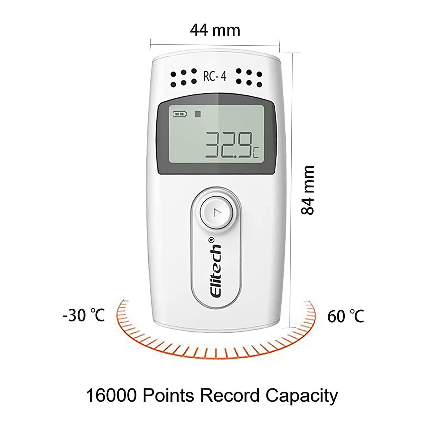Elitech RC-4 Temperature Data Logger Recorder Multi-Use External Probe ...