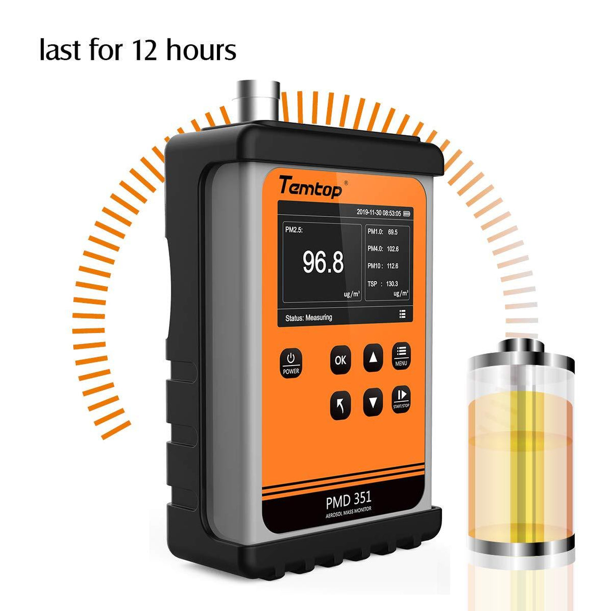 Temtop PMD 351 Aerosol Monitor PM1.0, PM2.5, PM4.0, PM10,TSP Monitor ...